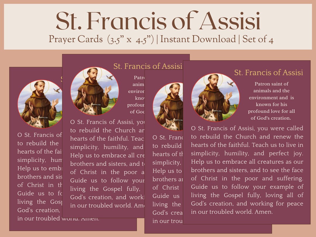 Printable St. Francis of Assisi Prayer Cards Instant Download Set of 4 - Etsy Australia