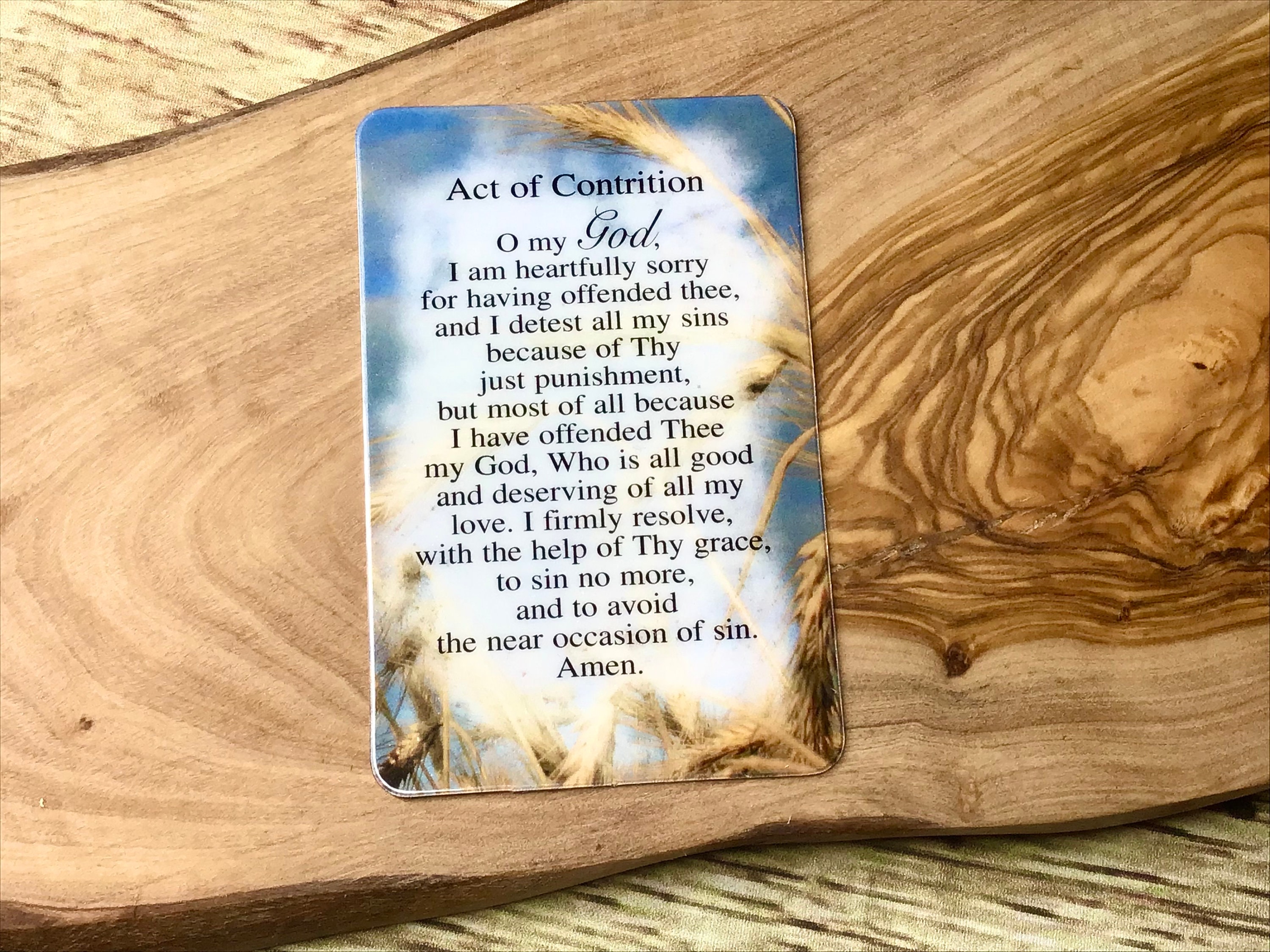Act of Contrition Prayer Card Laminated Act of Contrition - Etsy