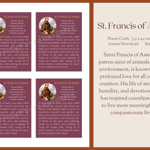 Printable St. Francis of Assisi Prayer Cards Instant Download Set of 4 - Etsy Australia
