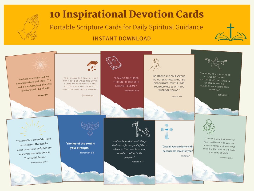 10 Inspirational Devotion Cards Instant Download Portable Scripture ...
