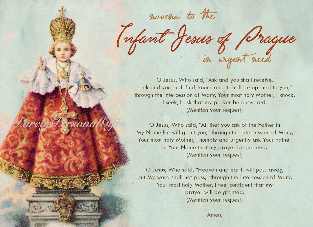 Digital Download Vintage Holy Infant Jesus Prayer Card - Etsy