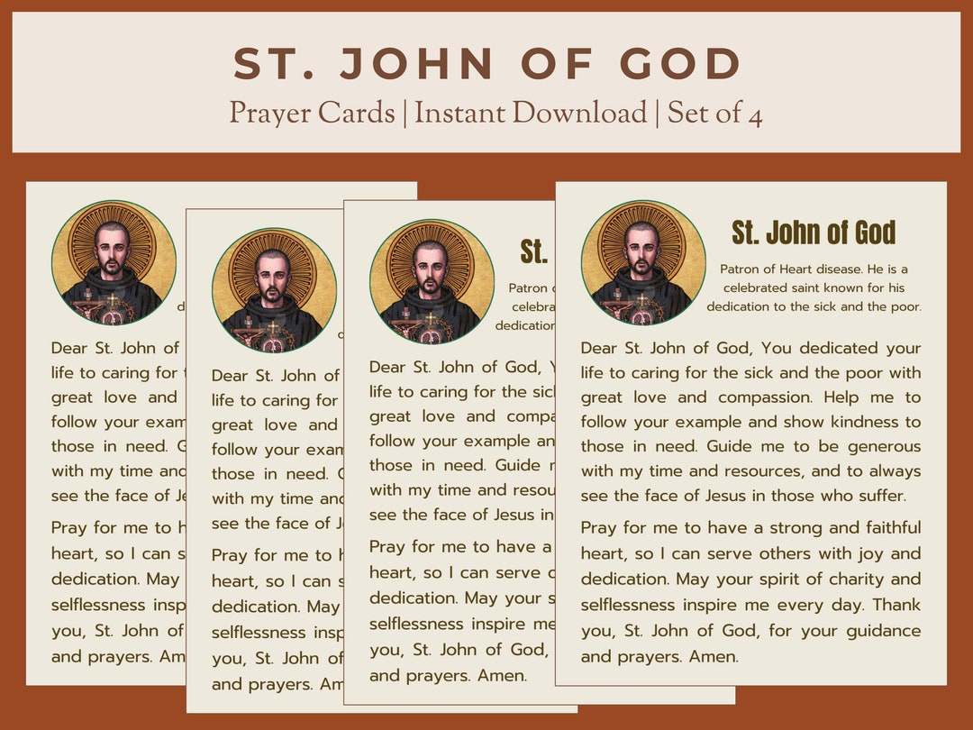 Printable St. John of God Prayer Cards Instant Download Set of 4 - Etsy ...