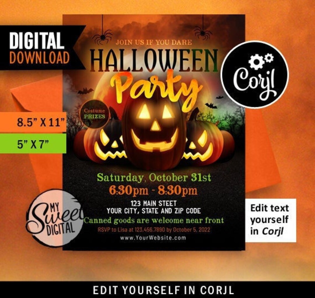 Halloween Trunk or Treat Invitation Flyer for Kids, Fall Community ...