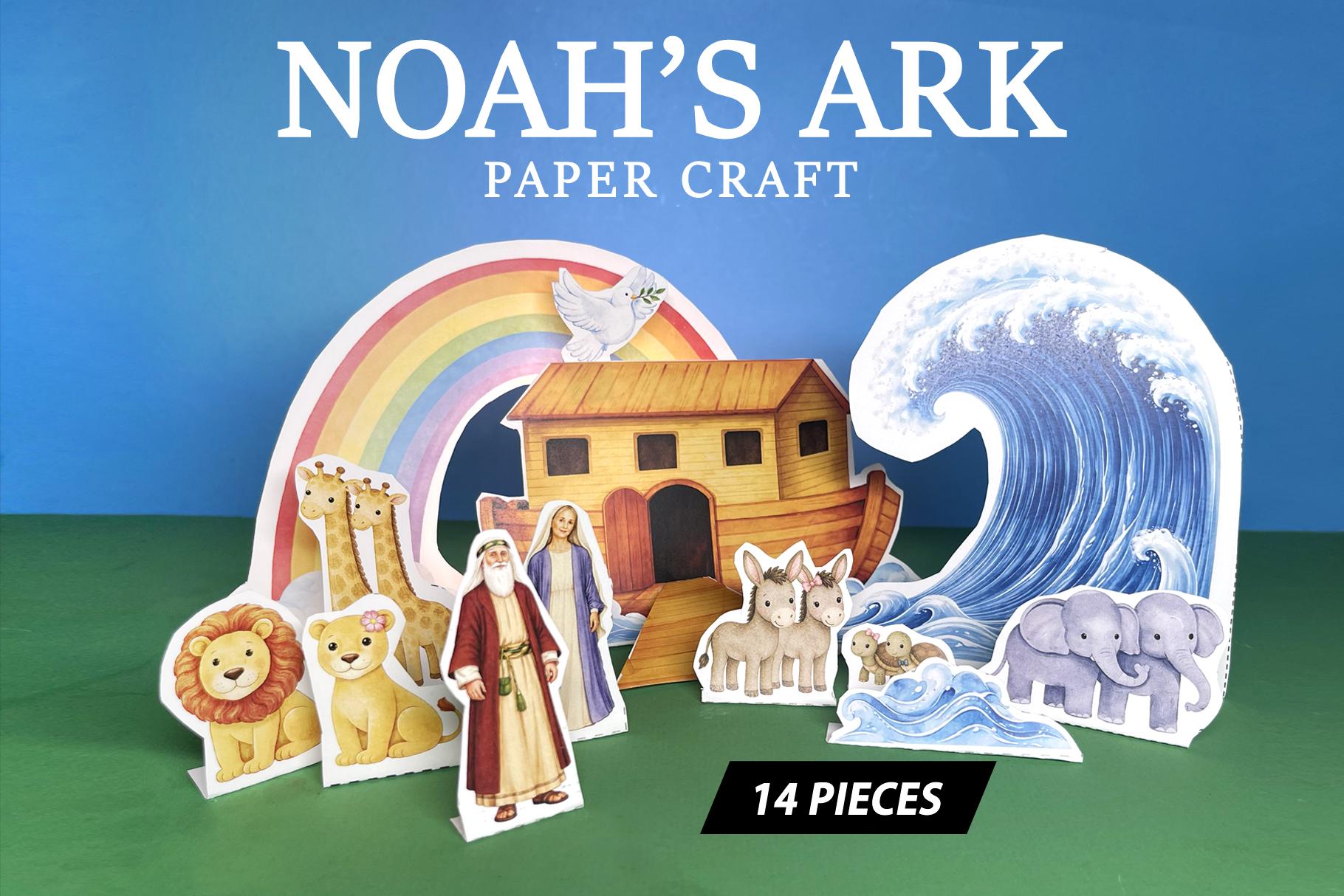 Printable Bible Paper Craft for Kids, Noah's Ark Sunday School Story ...