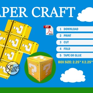 Video Gamer Mario Question Mark Birthday Party Candy Treat Box, DIY ...