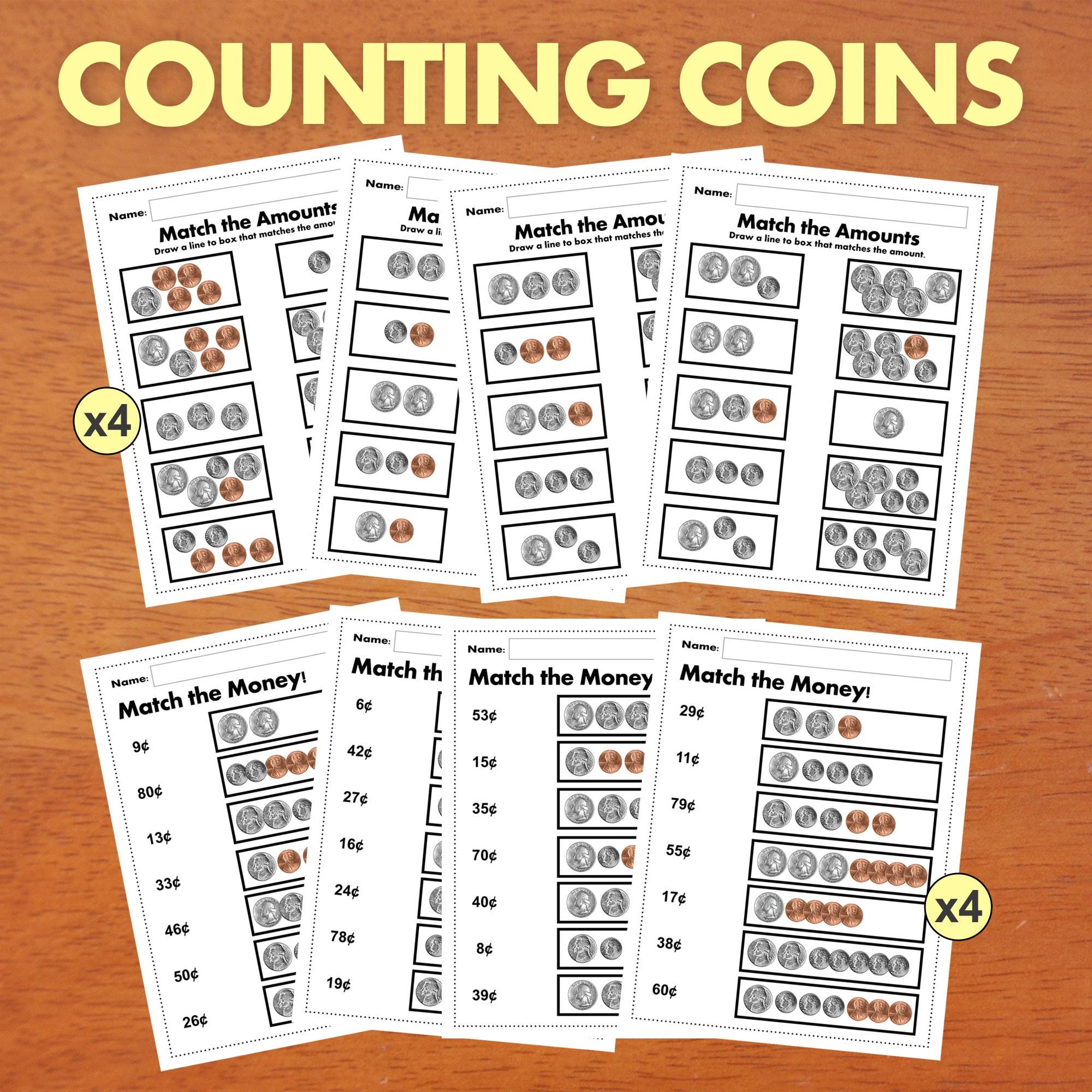 Kids Money Learning Activity, 28 Pages of US Coins, Kindergarten Math ...