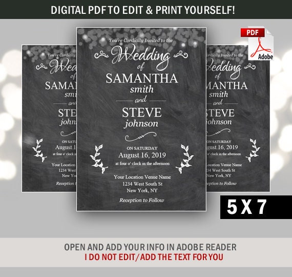 Instant Digital Download Wedding Invitation Personalized | Etsy