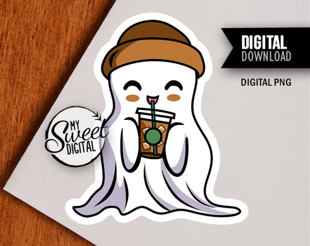 Cartoon Ghost Drinking Coffee Png, Cartoon Ghost Ice Coffee PNG ...