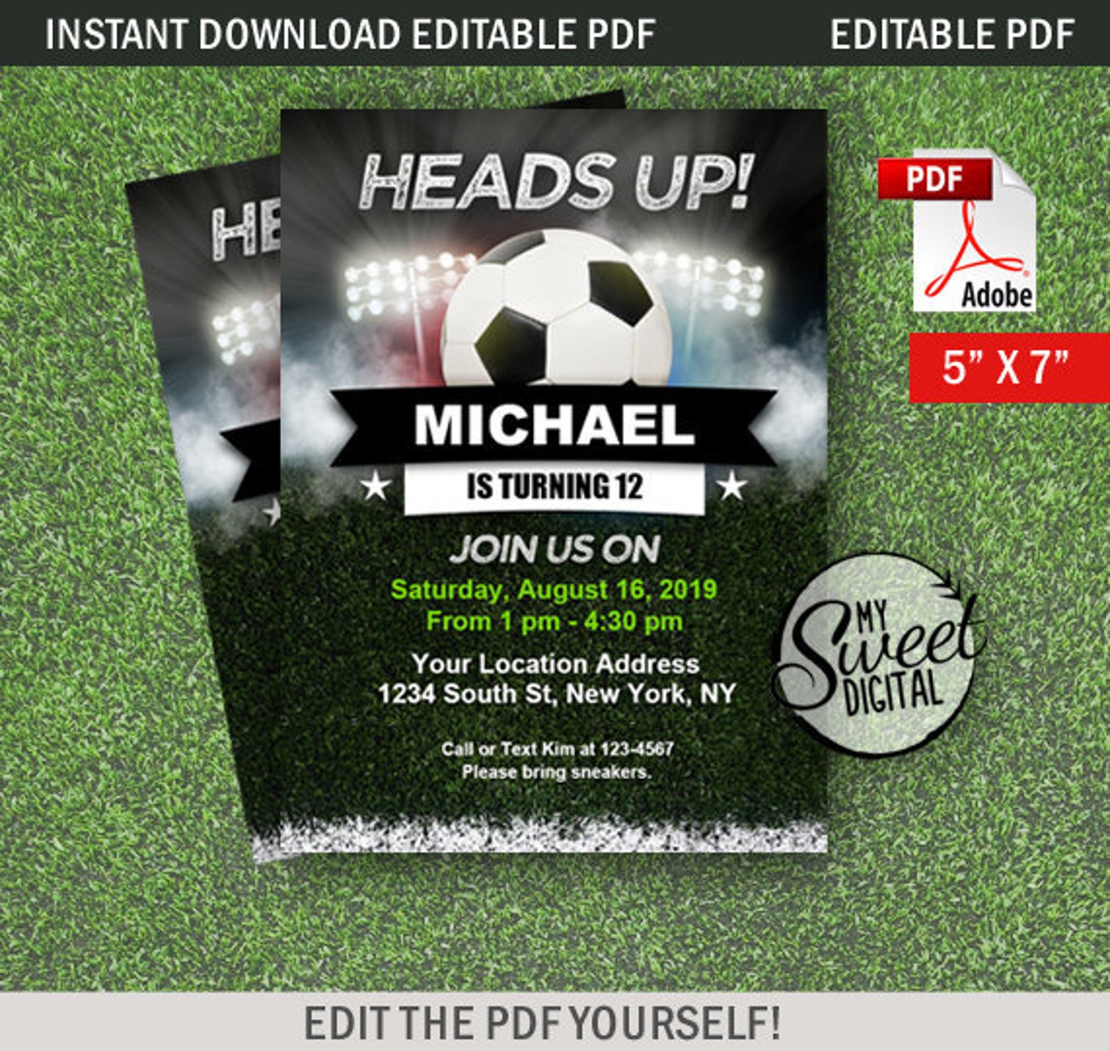 Instant Download Soccer Invitation Sport Game Invite Theme - Etsy