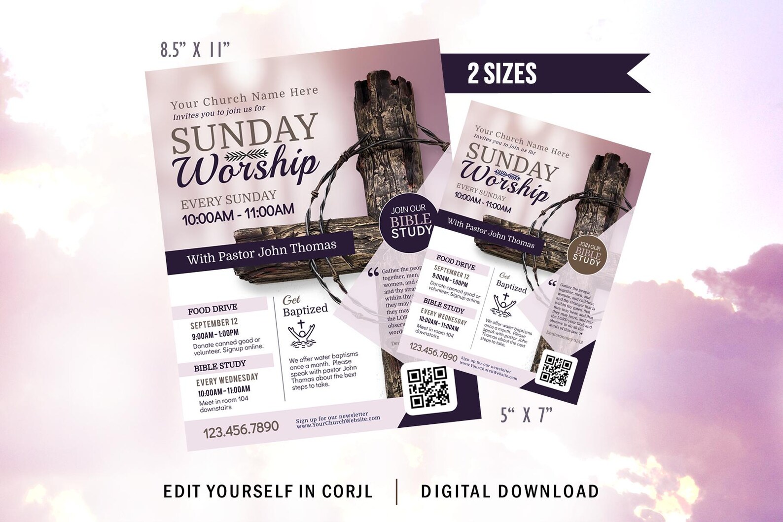 Church Flyer Poster Template, Sunday Service Print Flyer Handout ...