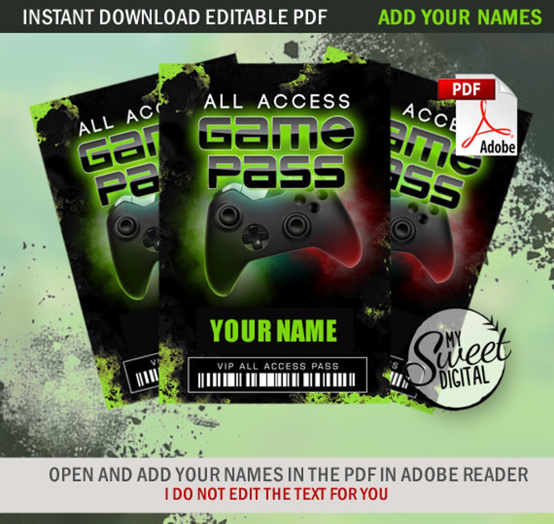 Instant Download Gaming Birthday VIP Battle Pass Tag, Children's ...