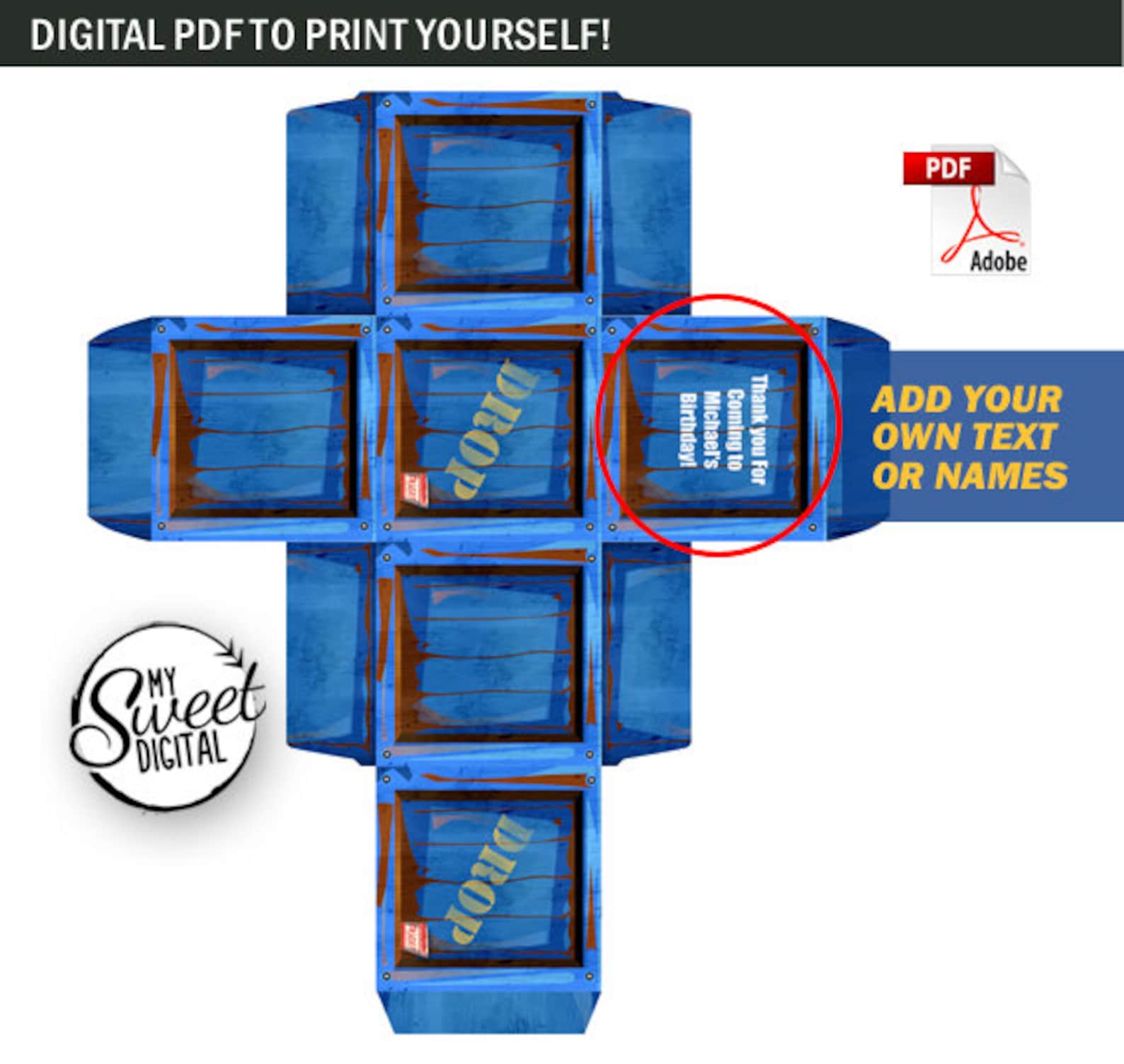 Instant Download Video Gamer Supply Drop Box Birthday Party - Etsy