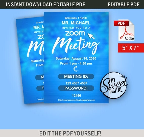 Instant Download Zoom Meeting Invitation Video Conference - Etsy UK