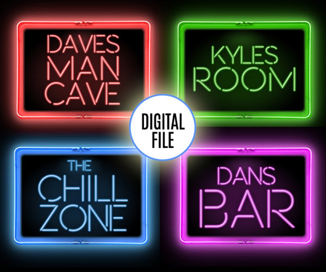 Printable Personalized Neon Glowing Sign, Customized Digital File for ...