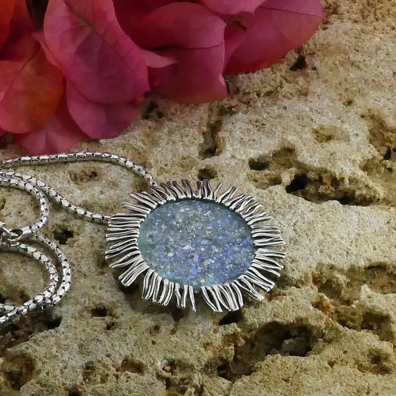 Roman Glass Unique Handcrafted Pendant 925 Sterling Silver | Etsy