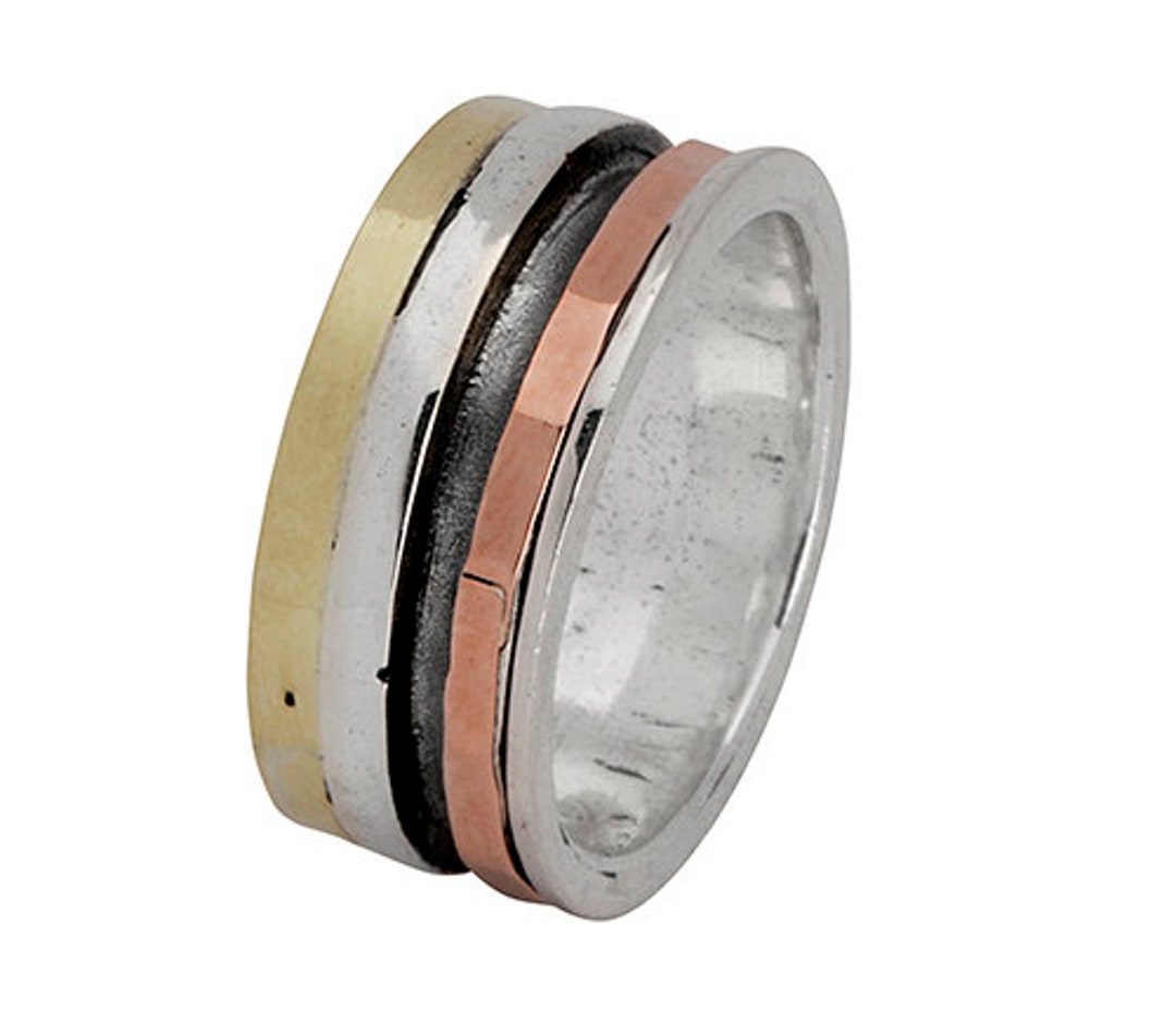 SPIRA Handmade Mixed Metal Ring Two Tone Solid 9k Yellow & Rose Gold ...