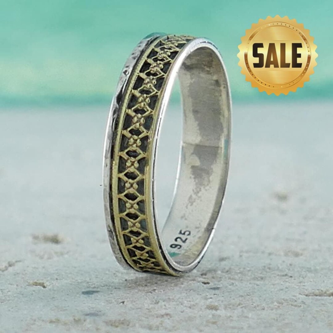 SPIRA Handcrafted Vintage Design Two Tone Solid 9k Yellow - Etsy