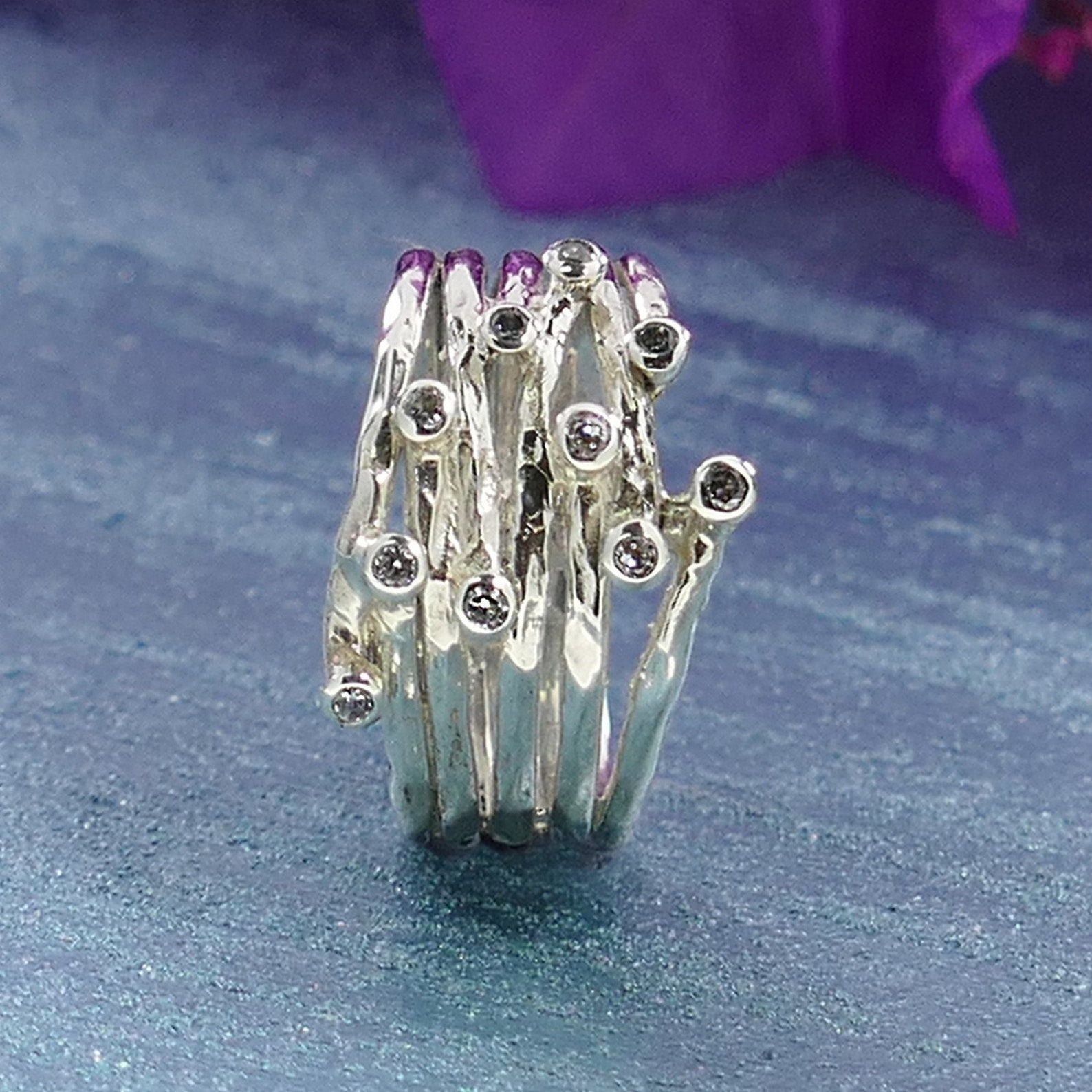 925 Sterling Silver Handmade Statement Ring 0.8 Carat White Cubic ...