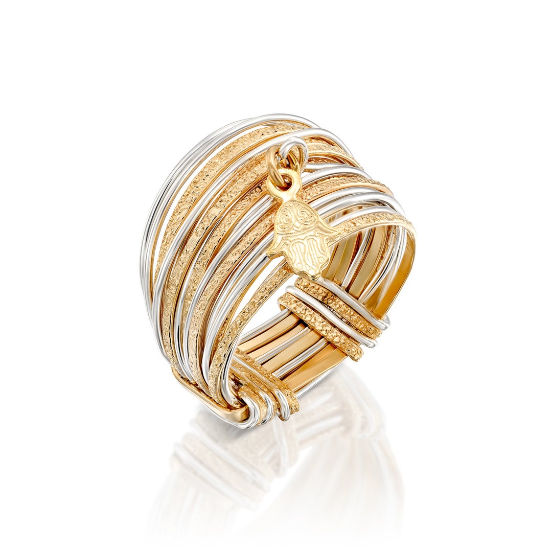 Two Tone Wrap Ring: 14K Gold Filled & Sterling Silver Jewish Jewelry - Etsy