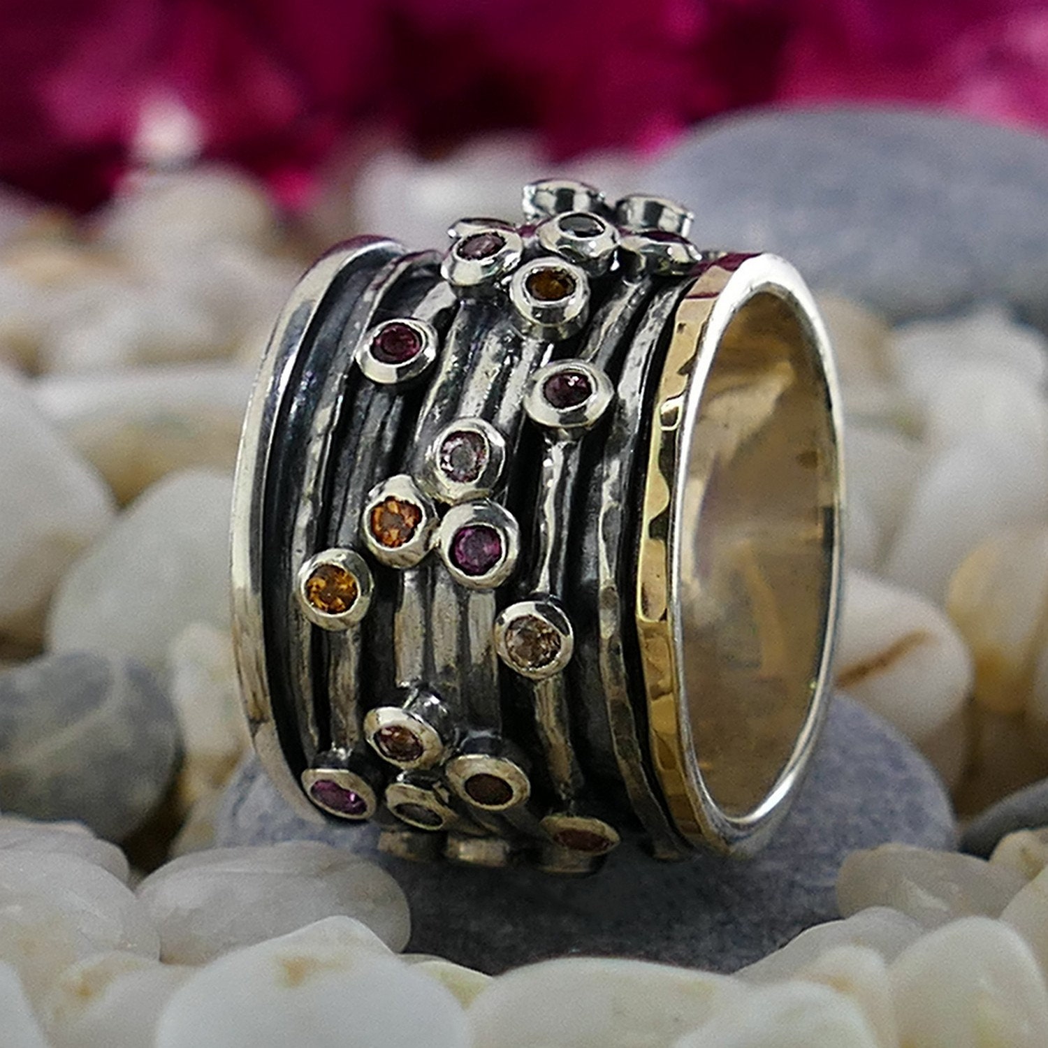 2.96 Carat Natural Multi-color Tourmaline Gemstone Two Tone | Etsy