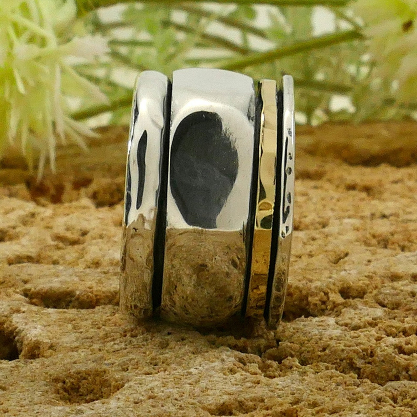 SPIRA Handcrafted Contemporary Design Two Tone Solid 9k Yellow Gold&925 ...