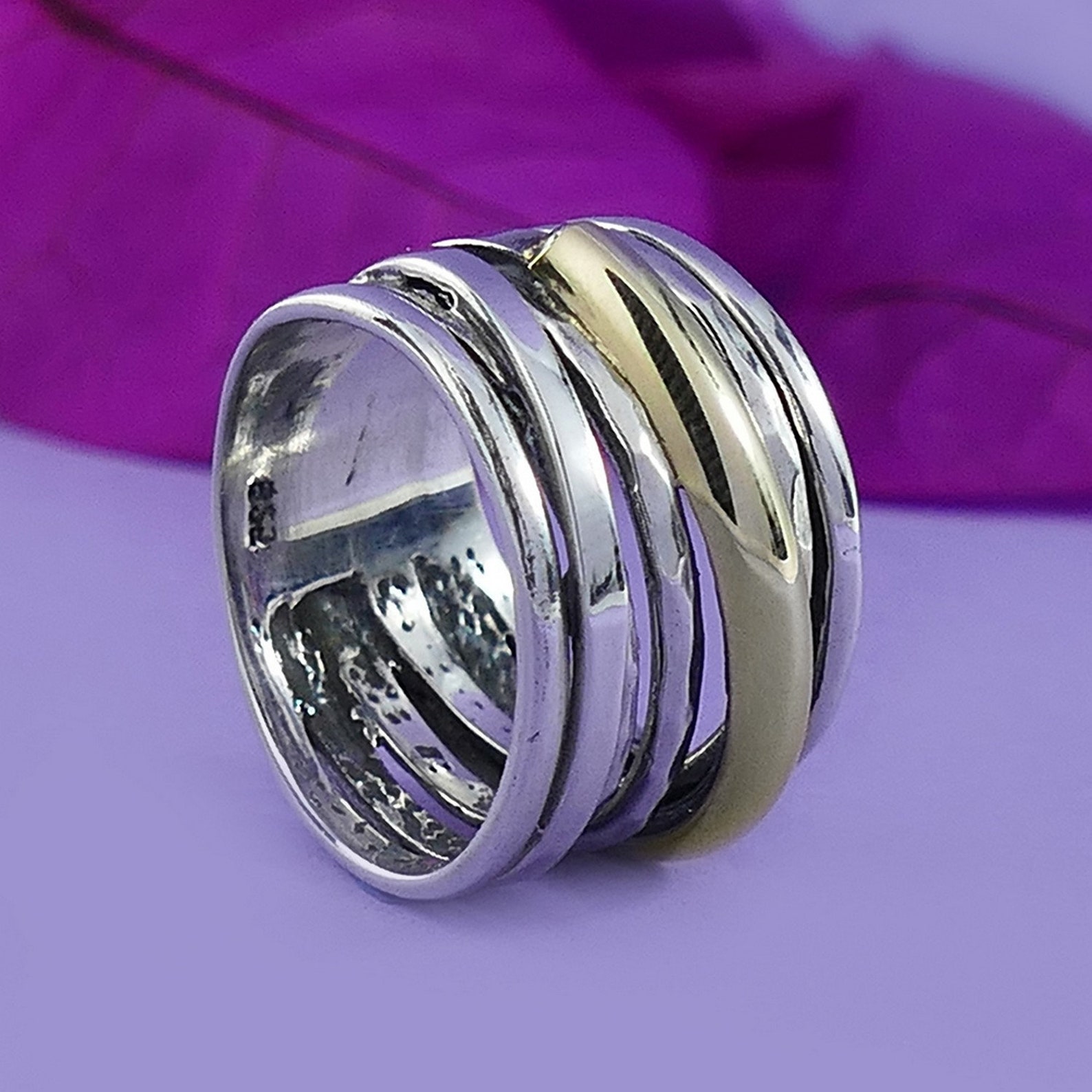 SPIRA Unique Handcrafted Statement Ring Two Tone Solid 9k Yellow Gold ...