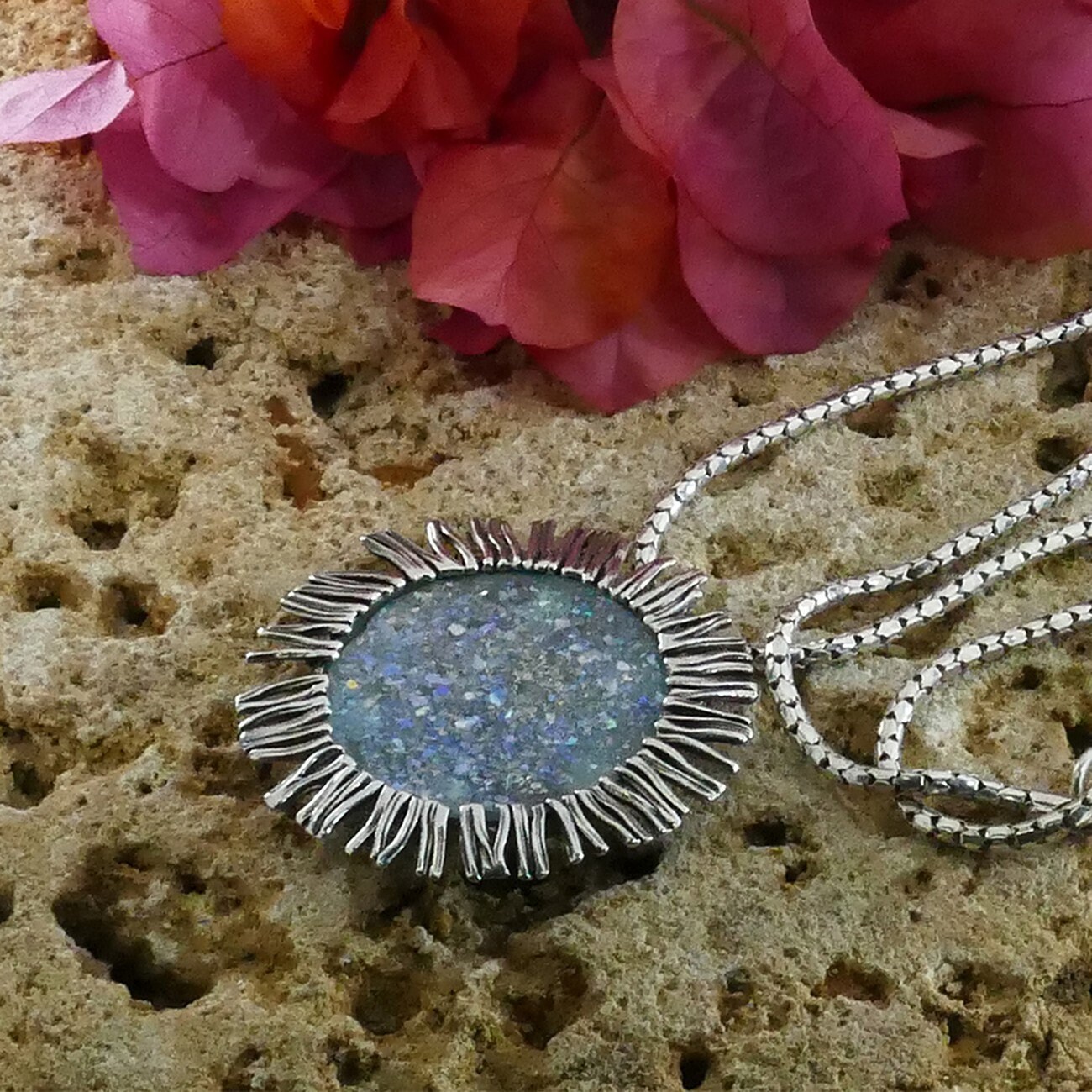 Roman Glass Unique Handcrafted Pendant 925 Sterling Silver | Etsy