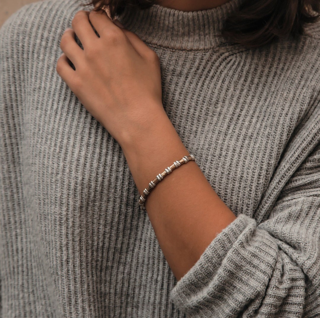 Wrist Couture: Bold Wide Two-tone Bracelet - Etsy