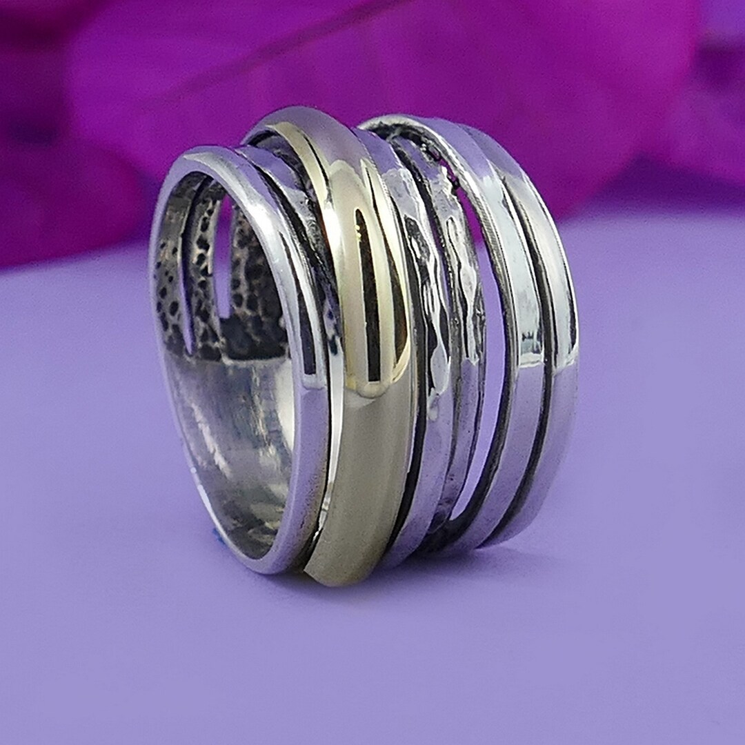 SPIRA Unique Handcrafted Statement Ring Two Tone Solid 9k Yellow Gold ...
