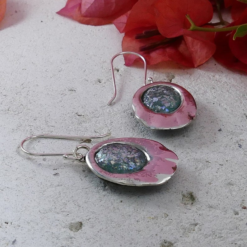 SPIRA Handcrafted Green Roman Glass Stone 925 Sterling Silver Drop ...