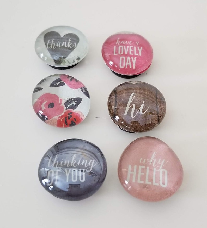Glass Pebble Magnets Set of 6 Hearts and Flowers - Etsy