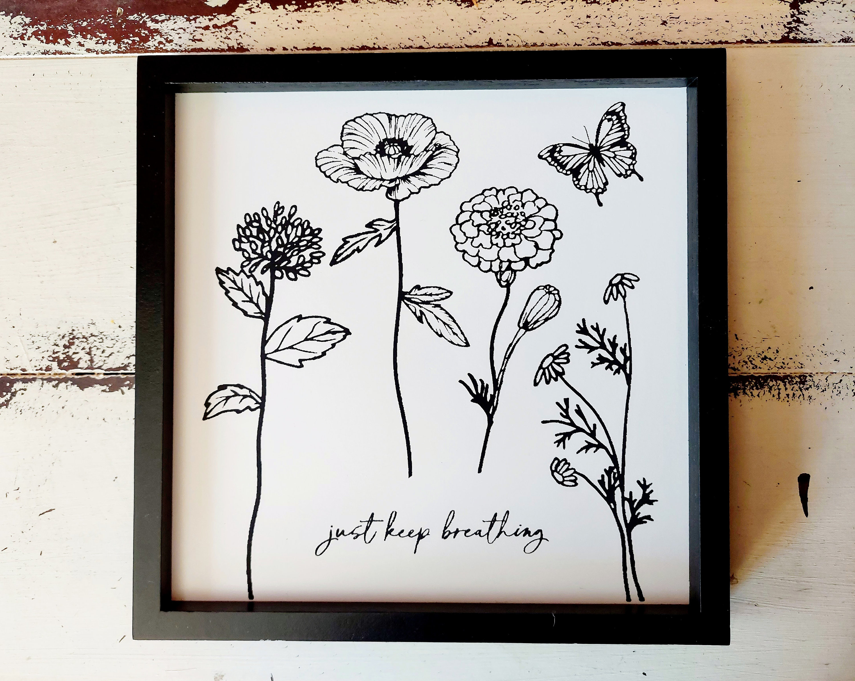 Just Keep Breathing Modern Farmhouse Wooden Decor Sign - Etsy