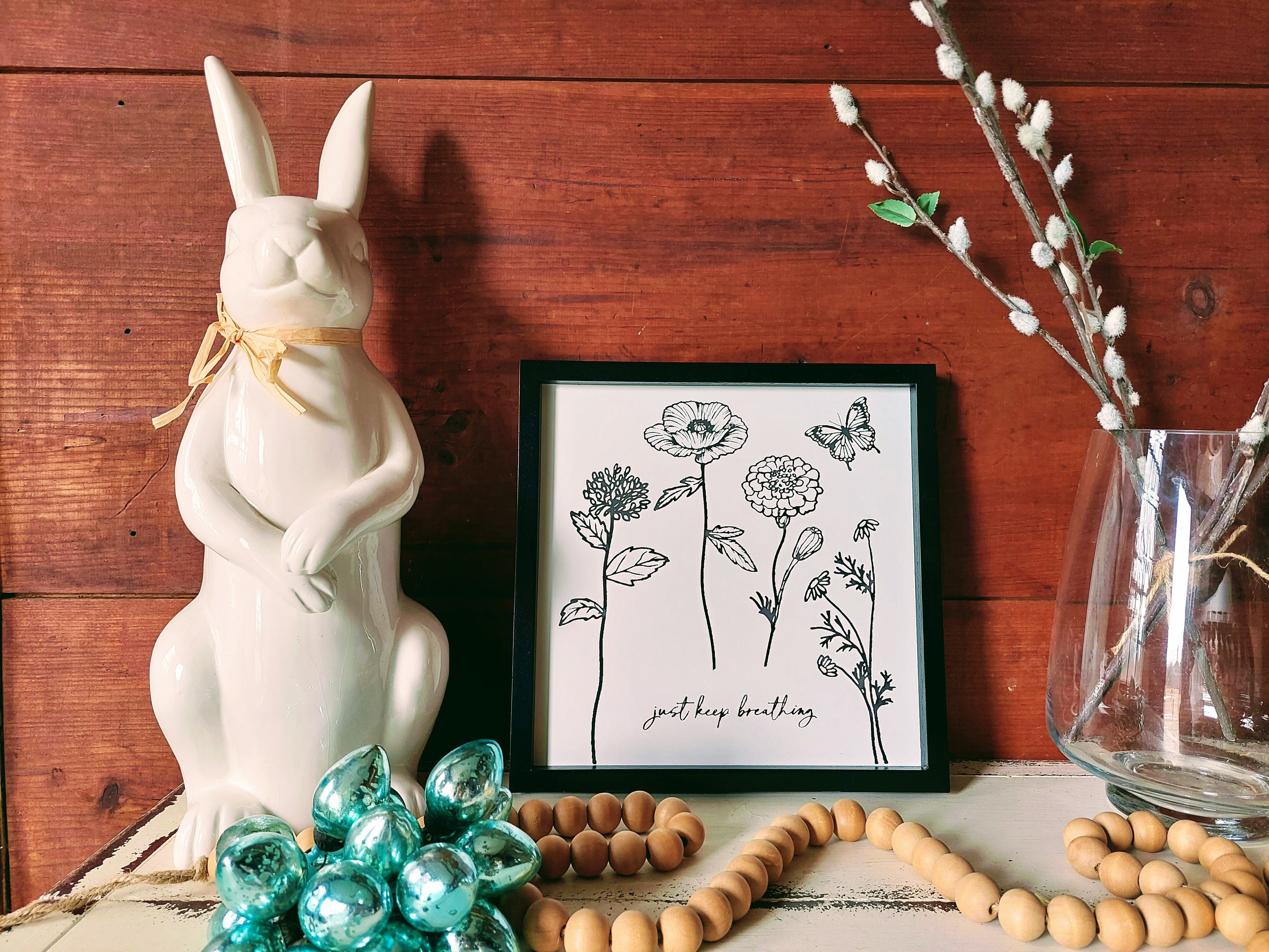 Just Keep Breathing Modern Farmhouse Wooden Decor Sign - Etsy