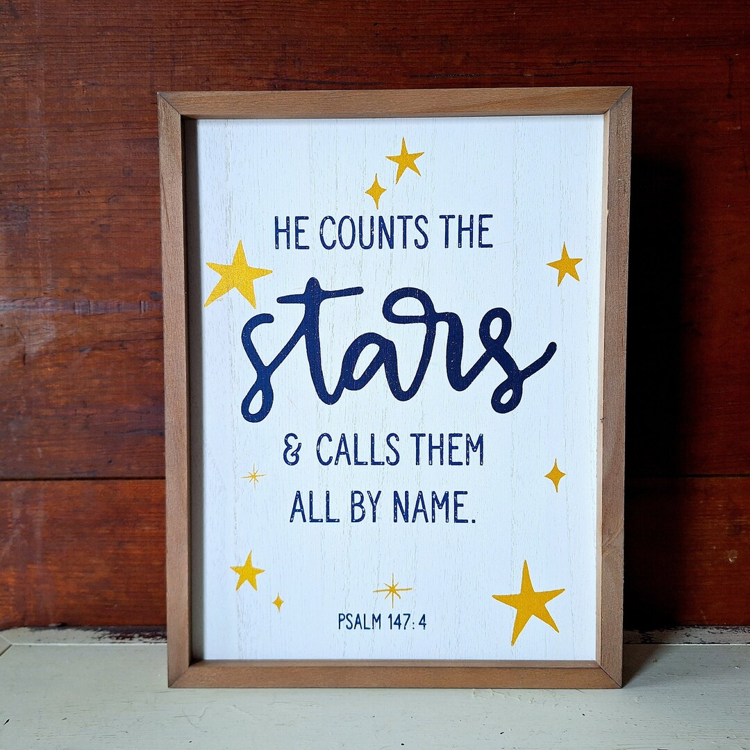 Farmhouse Scripture Wooden Box Frame Psalm 147:4 - Etsy