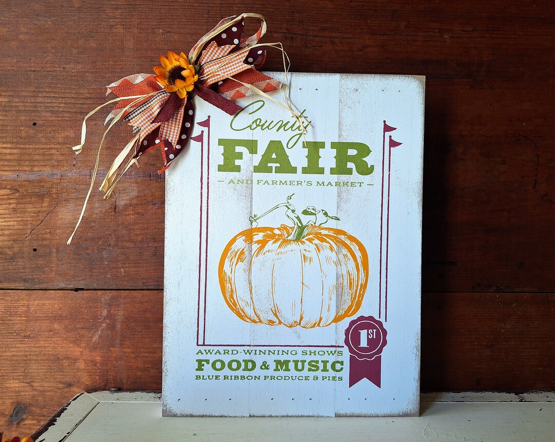 County Fair Distressed Pallet Board Sign With Bow - Etsy
