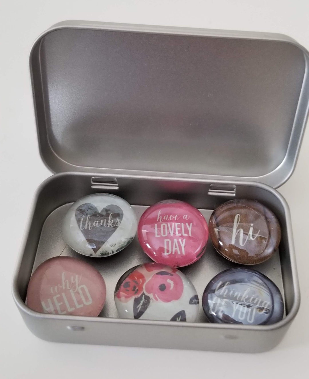 Glass Pebble Magnets Set of 6 Hearts and Flowers - Etsy