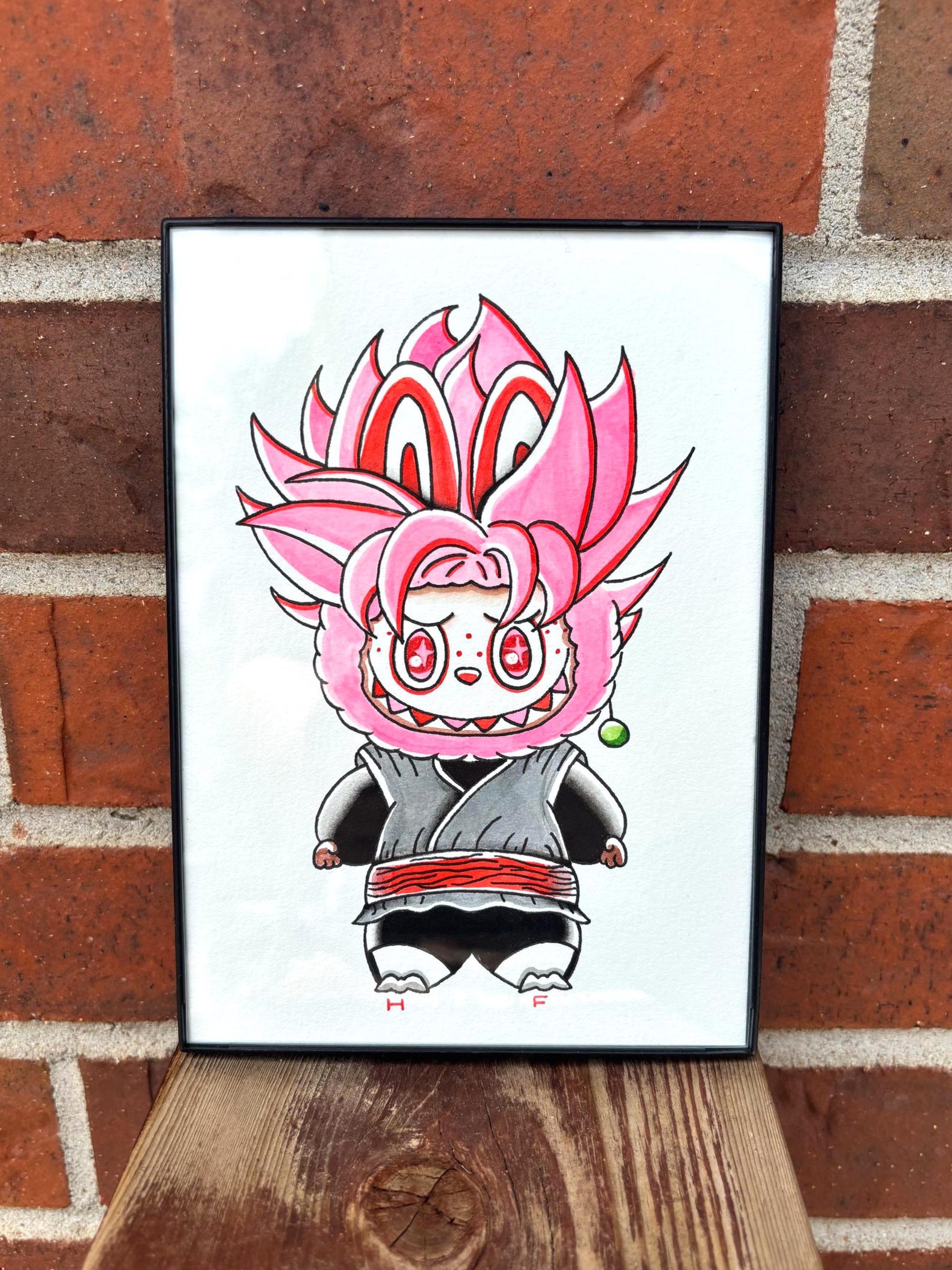 Super Saiyan Rose Goku Labubu DBZ Traditional Flash Painting Framed - Etsy