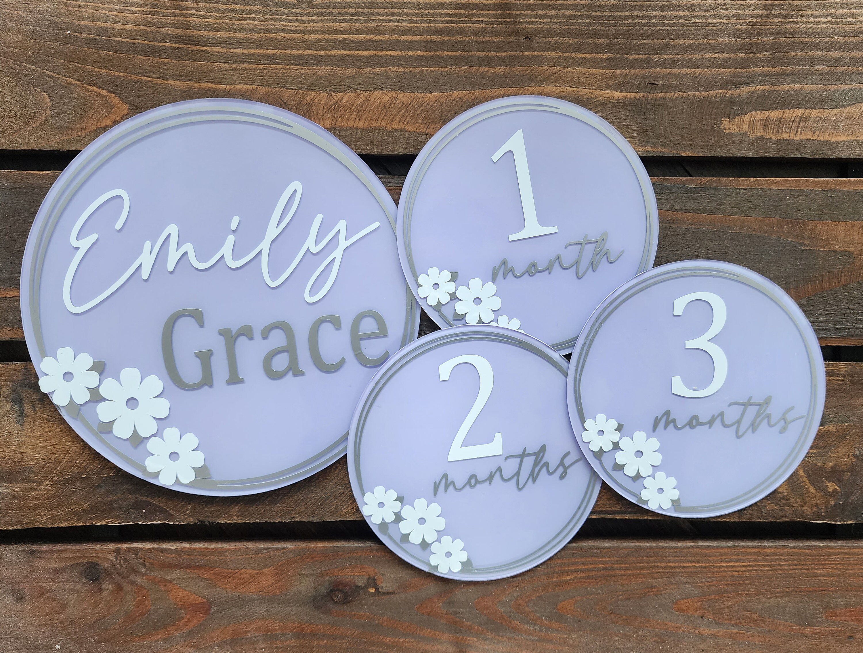 Acrylic Baby Girl Milestone Discs/personalized Baby Shower Gift/monthly ...
