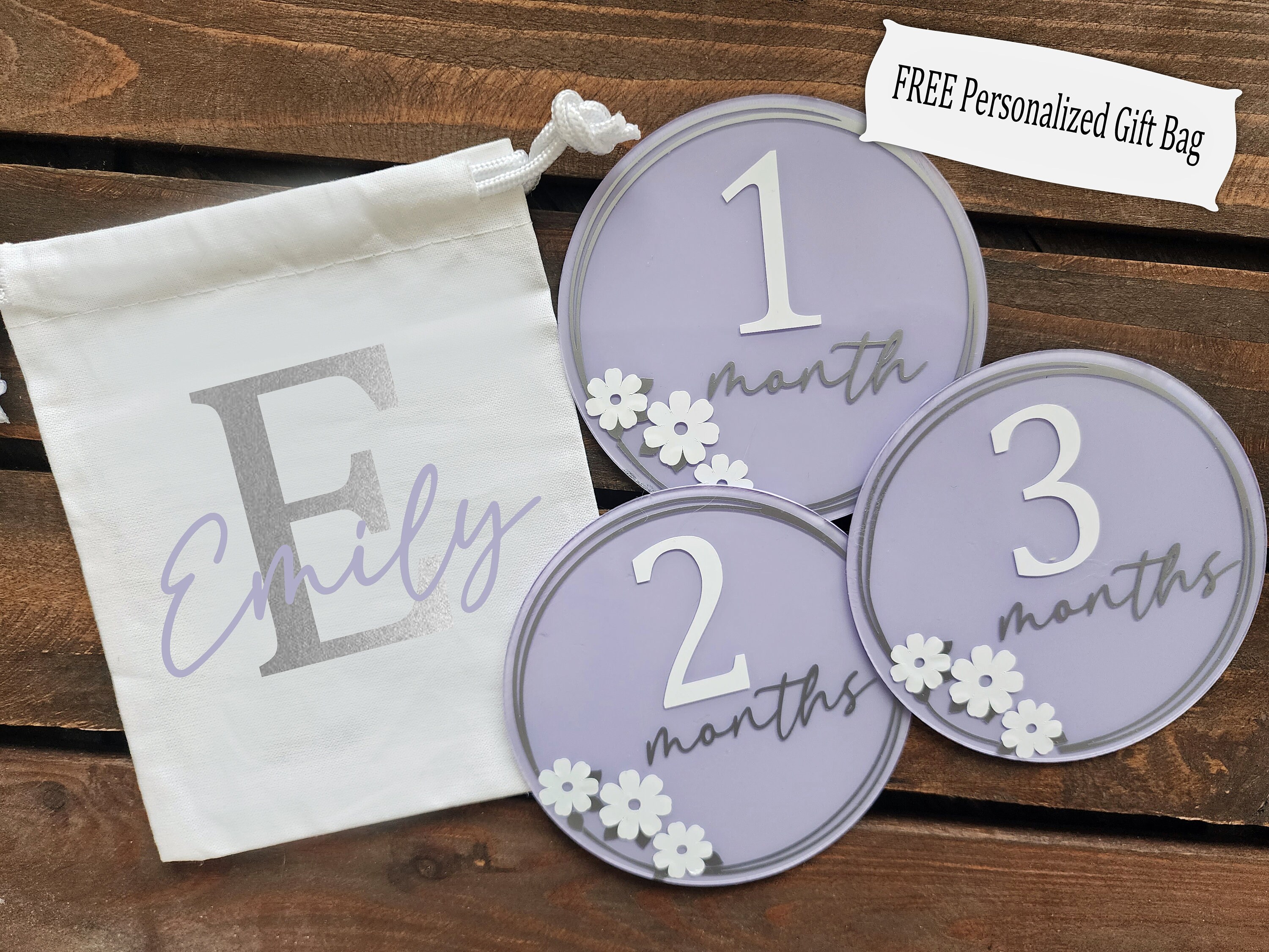 Acrylic Baby Girl Milestone Discs/personalized Baby Shower Gift/monthly ...