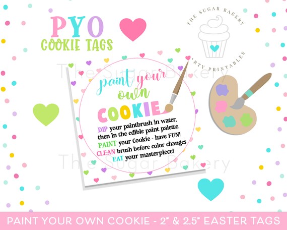PYO COOKIE TAG Paint Your Own Cookie Kit Instructions Rainbow - Etsy