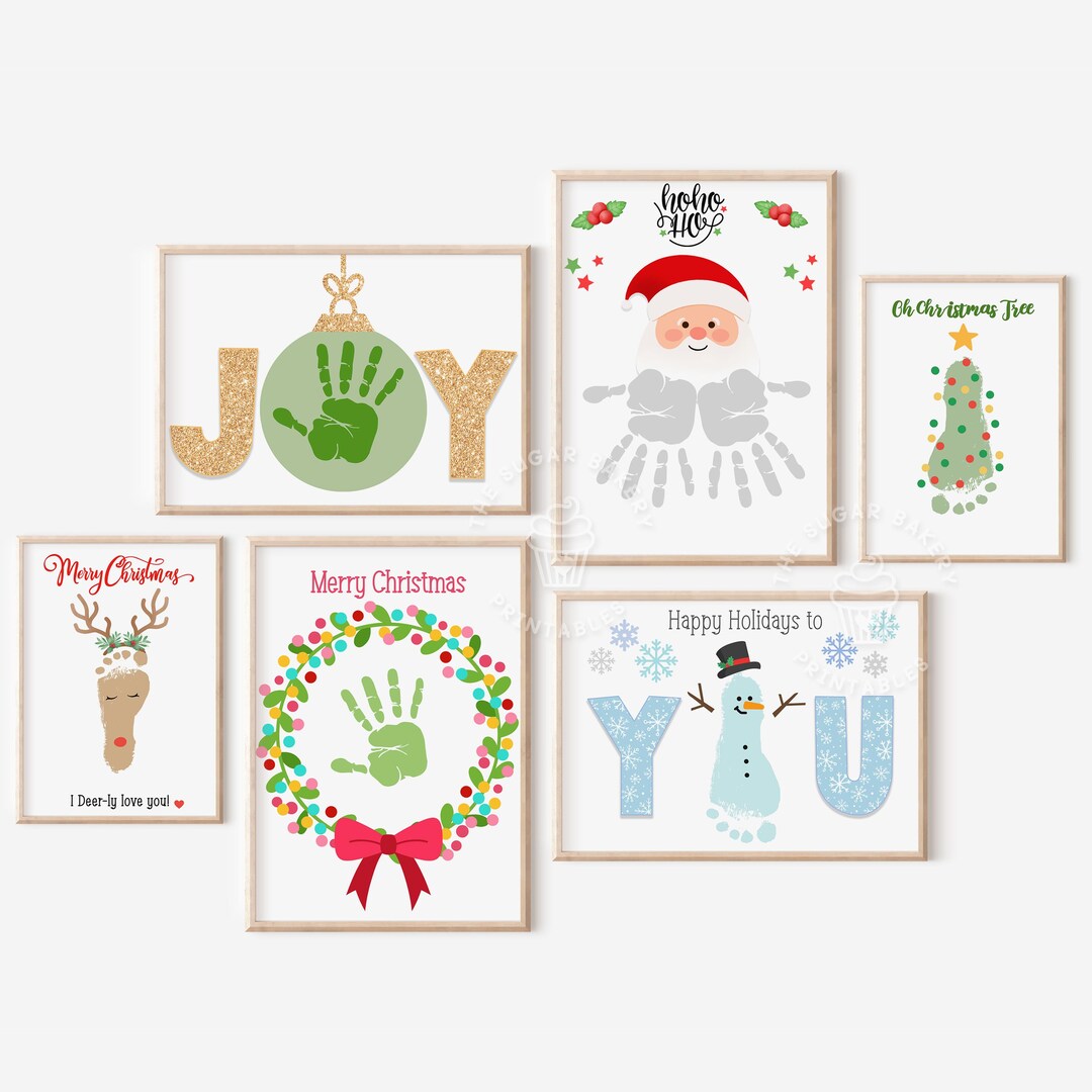 Christmas Handprint Art Bundle Holiday Handprint Preschool DIY Kids ...