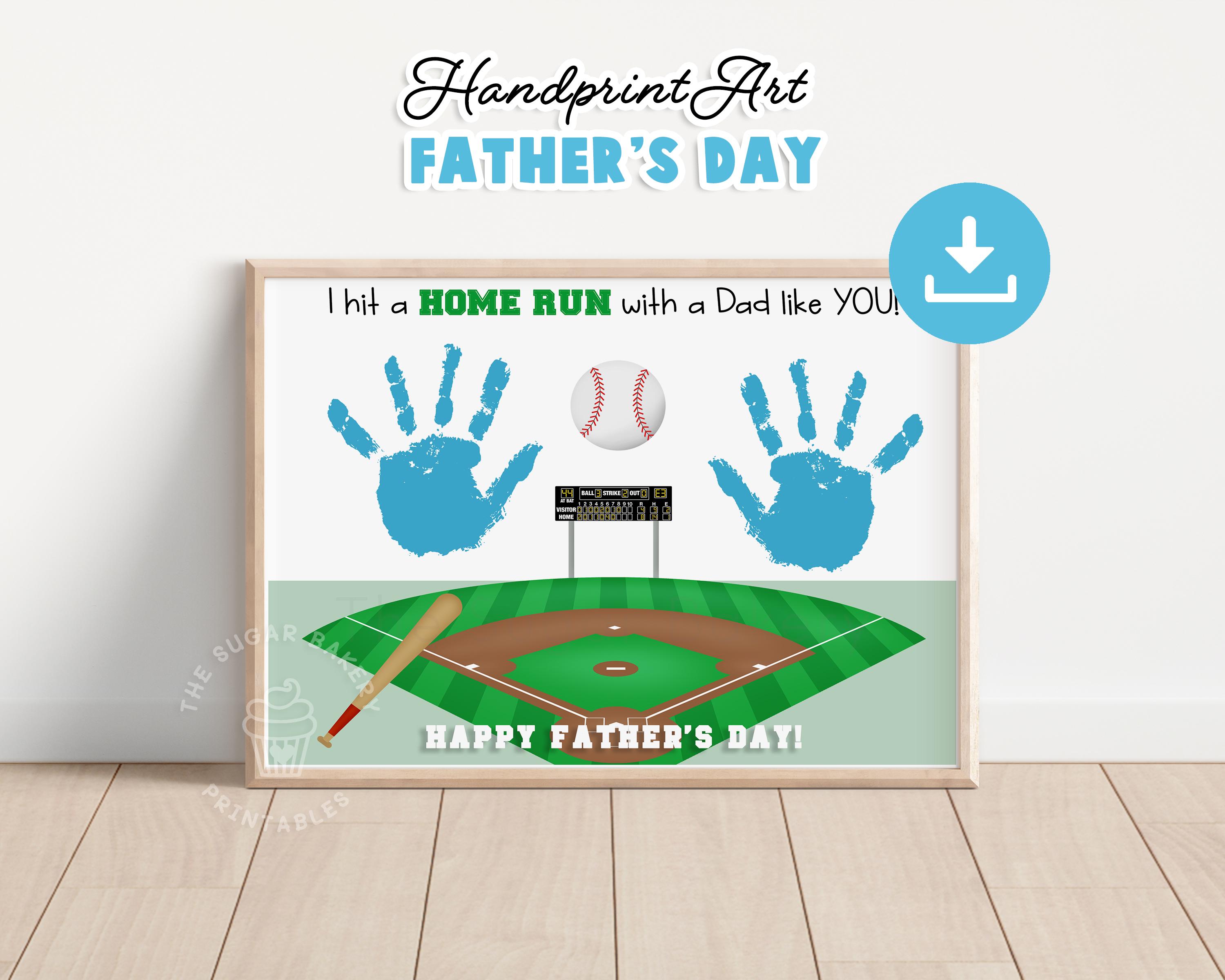 Fathers Day Handprint Art, BASEBALL Handprint Craft, Fathers Day ...