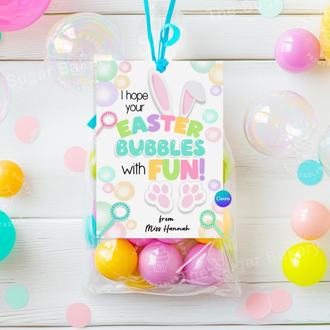 Easter Bubble Tags Printable Classroom Favor Tags for Kids Easter ...
