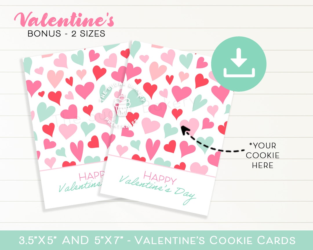 Happy Valentine's Day Cookie Cards Sweetheart Valentine - Etsy