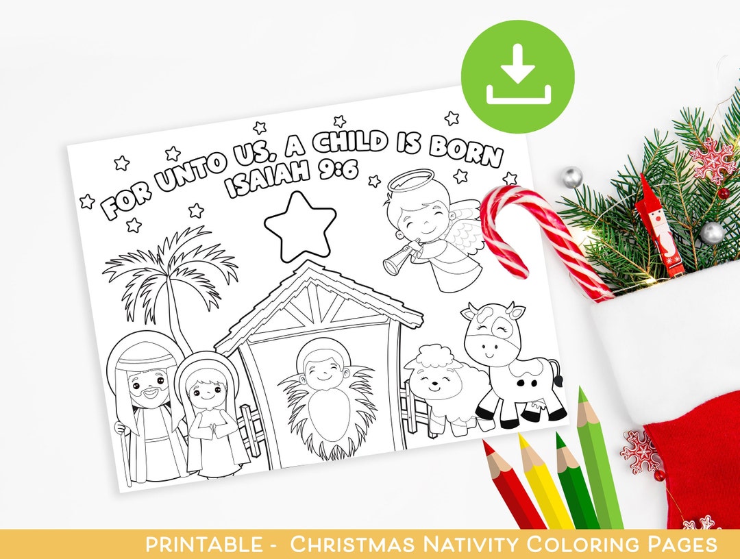 NATIVITY Coloring Page, PRINTABLE Christmas Nativity Coloring Pages ...