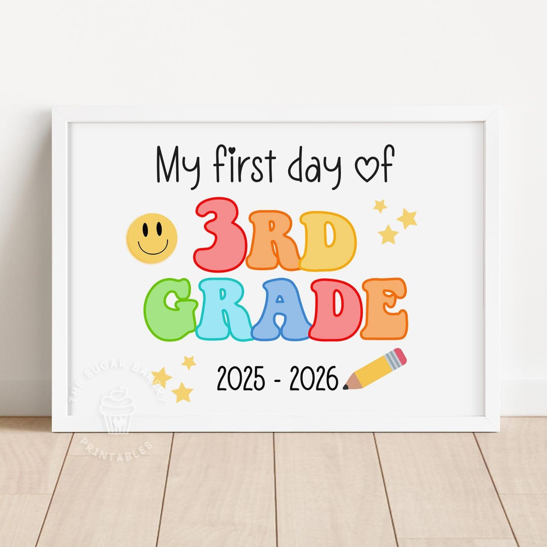 First Day of 3rd GRADE Sign Printable RETRO 3rd Grade Sign Back to ...