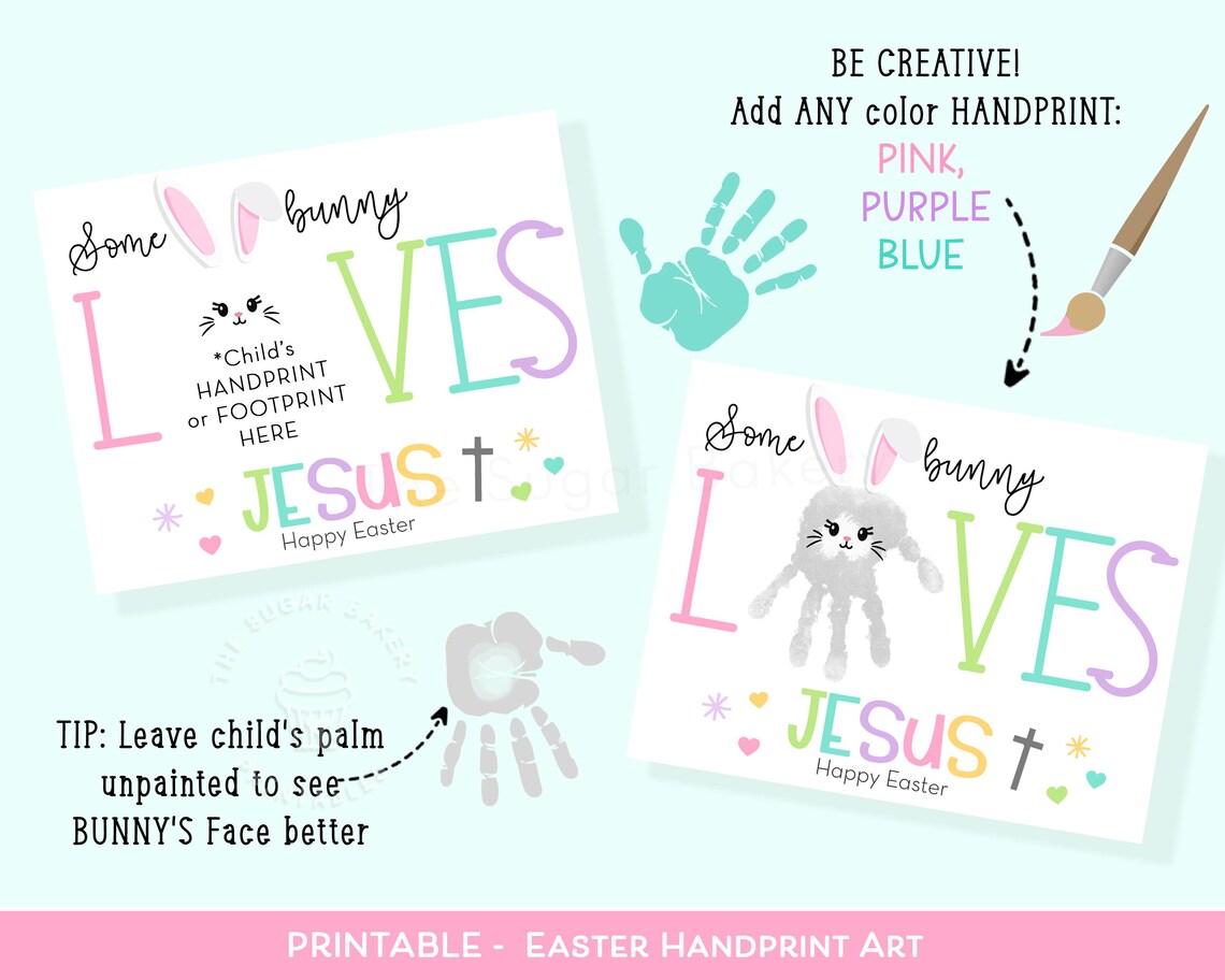 Easter Handprint Art, Somebunny Love Jesus Christian Easter Handprint ...