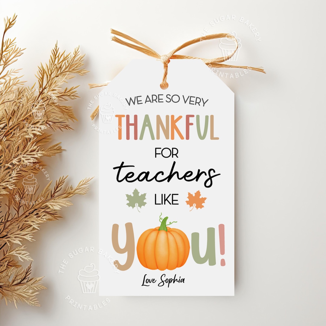 Thankful for Teachers Like You Printable Gift Tag Teacher Appreciation ...