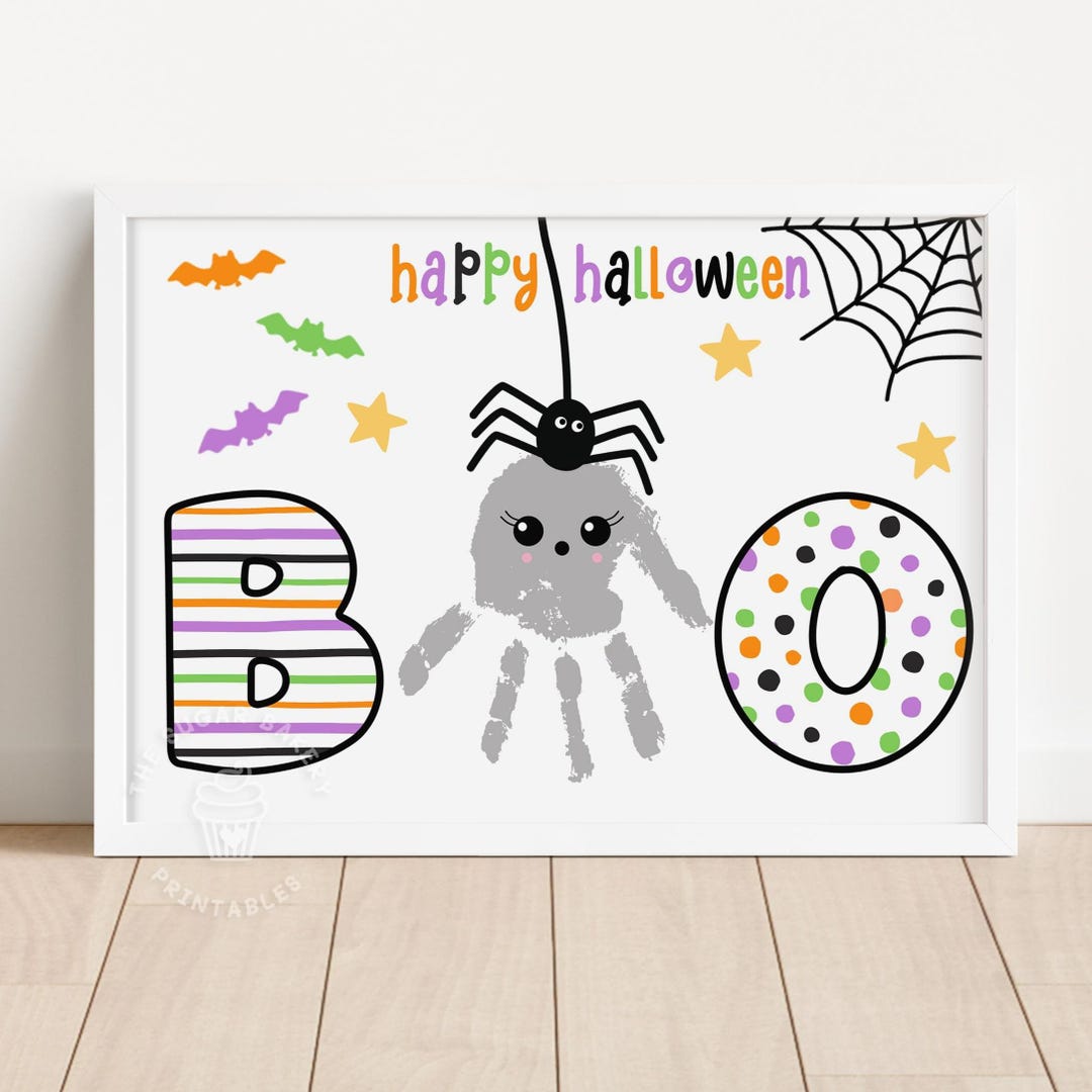 Halloween Handprint Art Craft BOO Printable Kids Craft DIY Spider Ghost ...