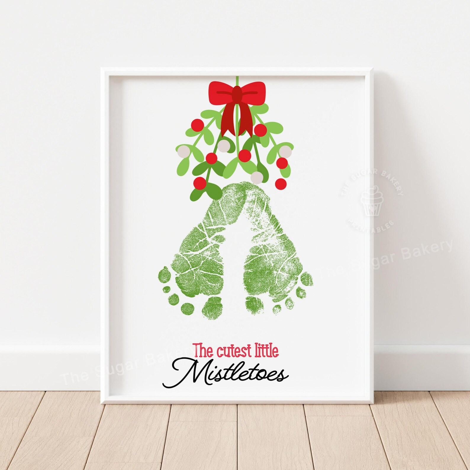 Mistletoes Footprint Art, Christmas Mistletoe Art, Mistletoes Craft ...